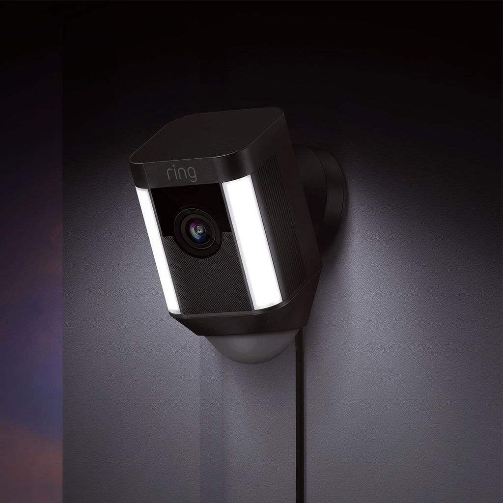 Ring Hardwired Spotlight Camera in Black with Built-In Microphone & Sp ...